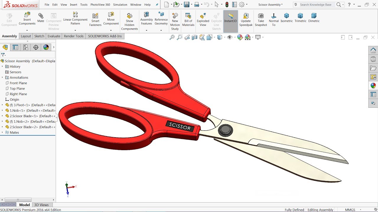 Solidworks tutorial | Design of Scissor in Solidworks - YouTube