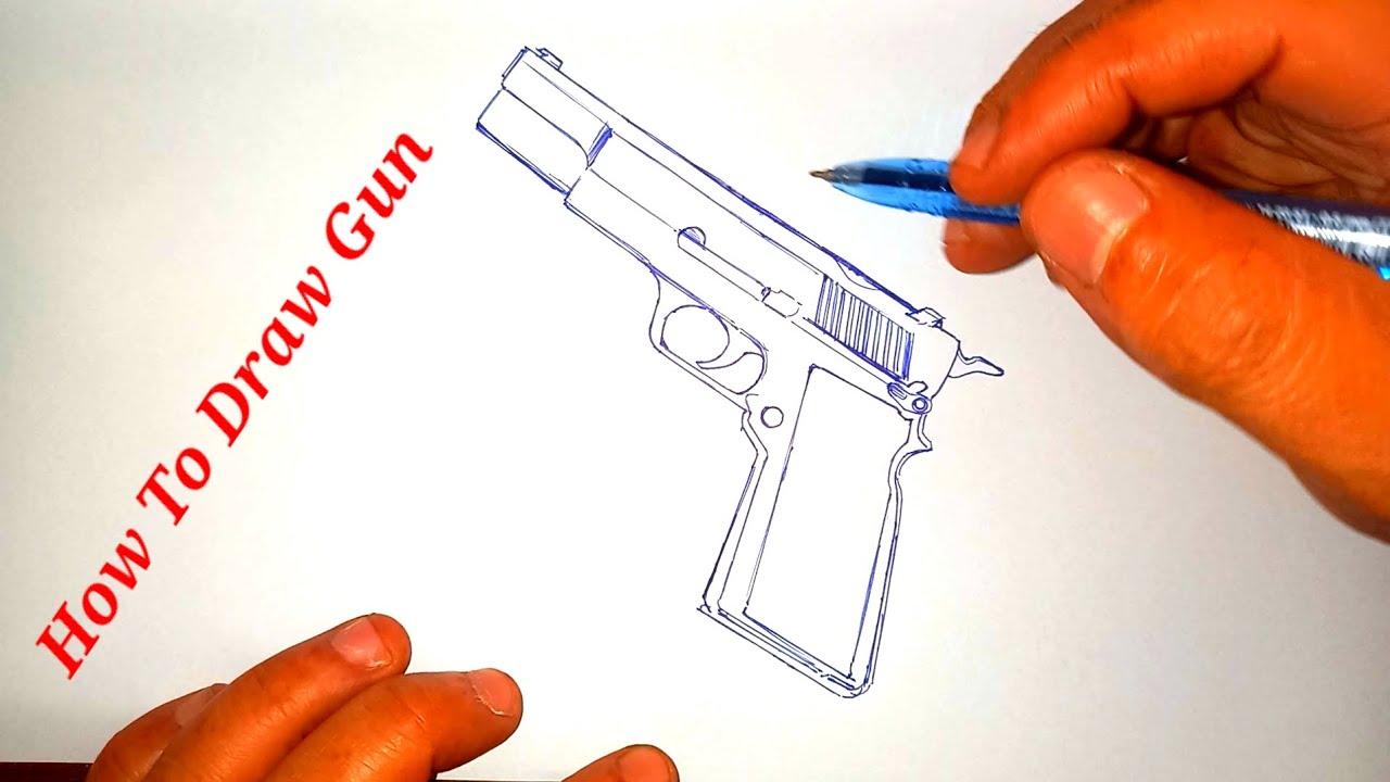 How To Draw Gun สอนวาดรูปปืนแบบง่ายๆ - YouTube
