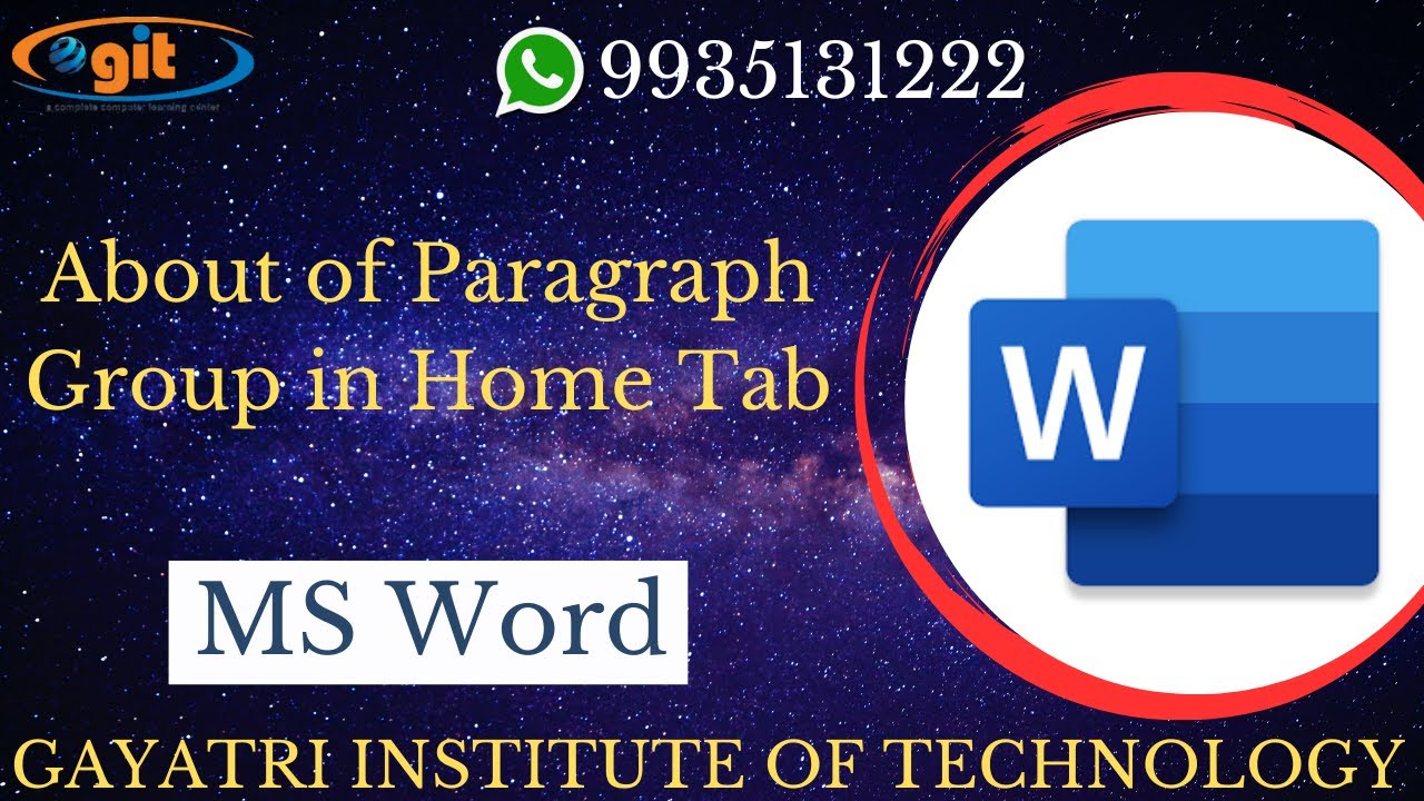 About of Paragraph Group in Home Tab | MS Word | GIT Education - YouTube