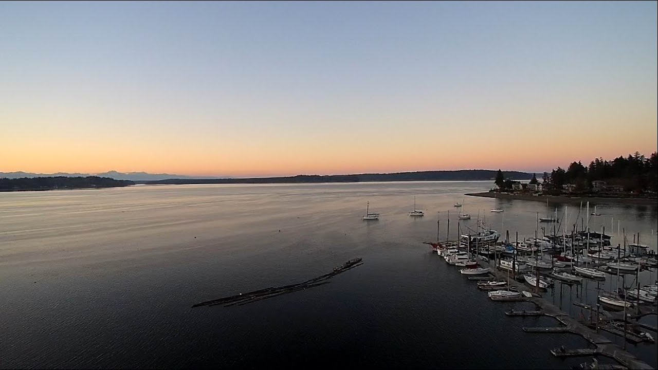 Aerial Video of Puget Sound Sunset, WA - YouTube
