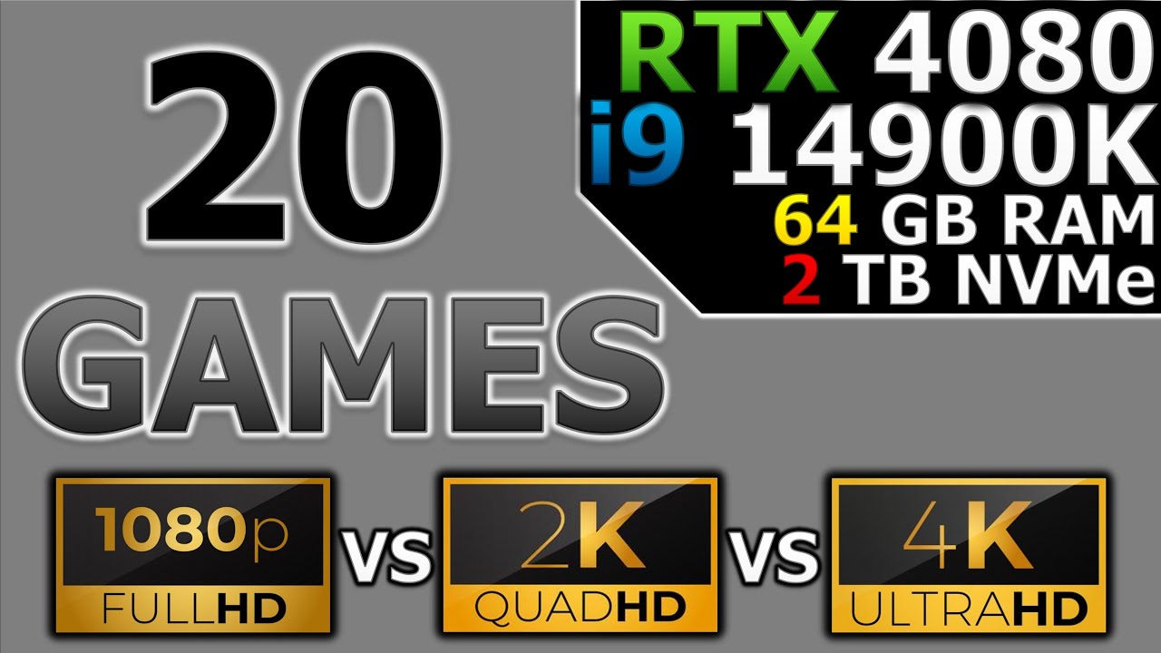 FPS Test in 20 Games | Full HD vs 2K vs 4K | RTX 4080 + i9 14900K + 64 ...