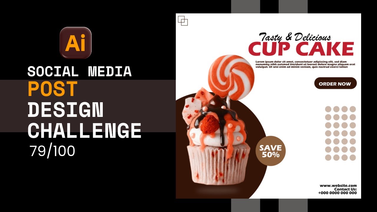 Food post Design In Illustrator - Design Challenge 79/100🧁- # ...