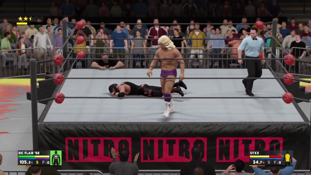 WCW2K17 April Week 3 WCW Nitro Match 6 Ric Flair vs Syxx - YouTube