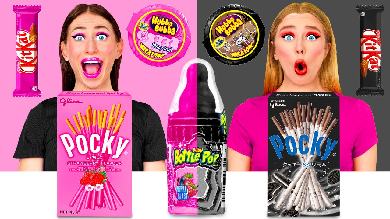 Tantangan Makanan Pink vs Hitam | Situasi Makanan Lucu BaRaDa Challenge ...