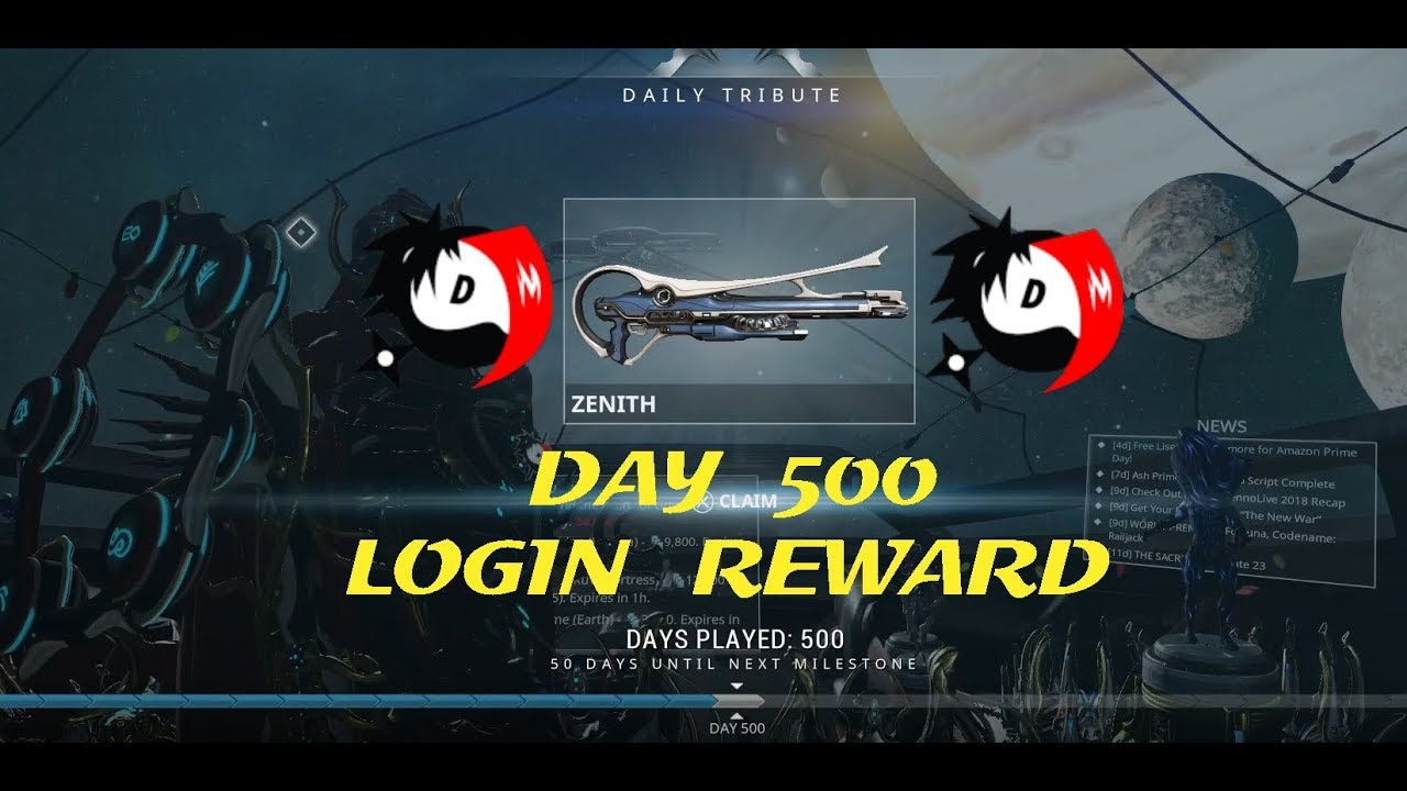 500 Day Login Reward - The Zenith - Warframe - 2018 - YouTube