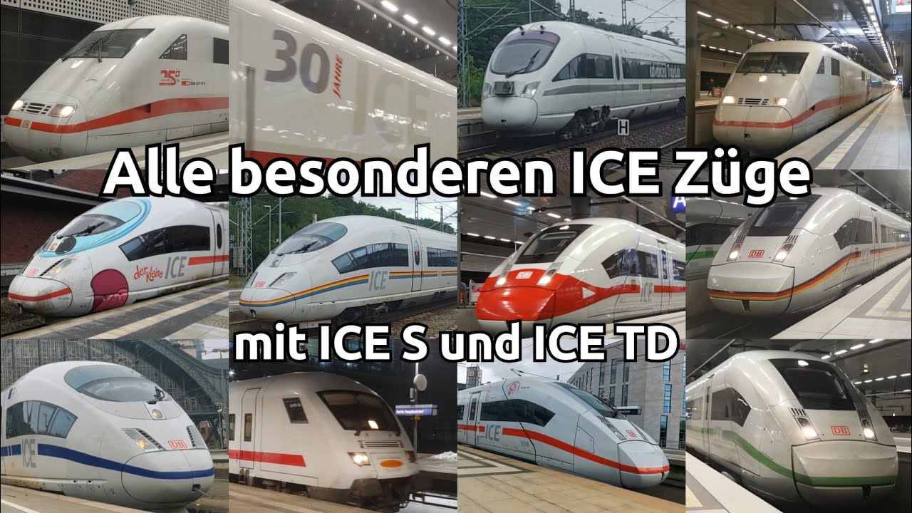 Alle ICE's der DB Fernverkehr (mit ICE TD, ICE-S und MET) - YouTube