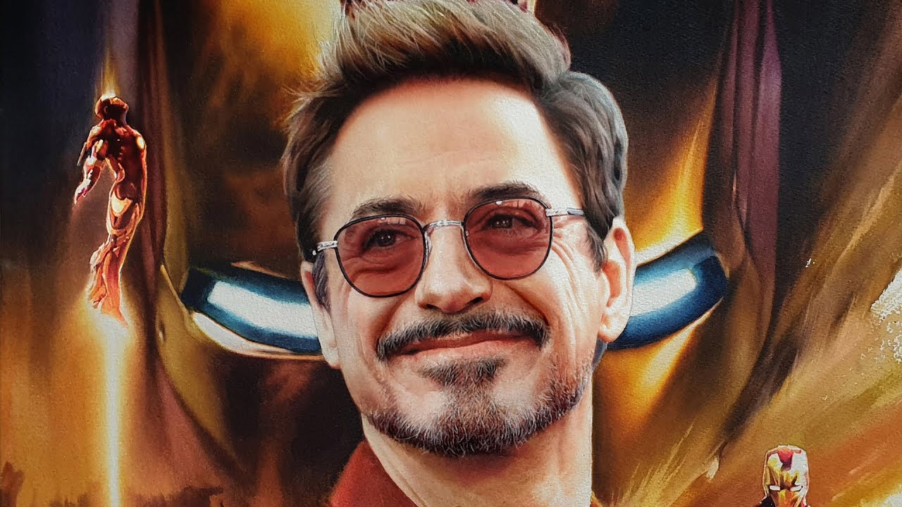 Tony Stark/Water color painting/인물수채화/水彩画/水彩畫 - YouTube