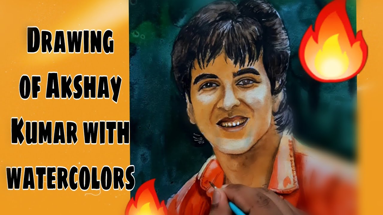 How to draw Akshay Kumar Step by Step 🔥 ||🔥 full Watercolour tutorial ...