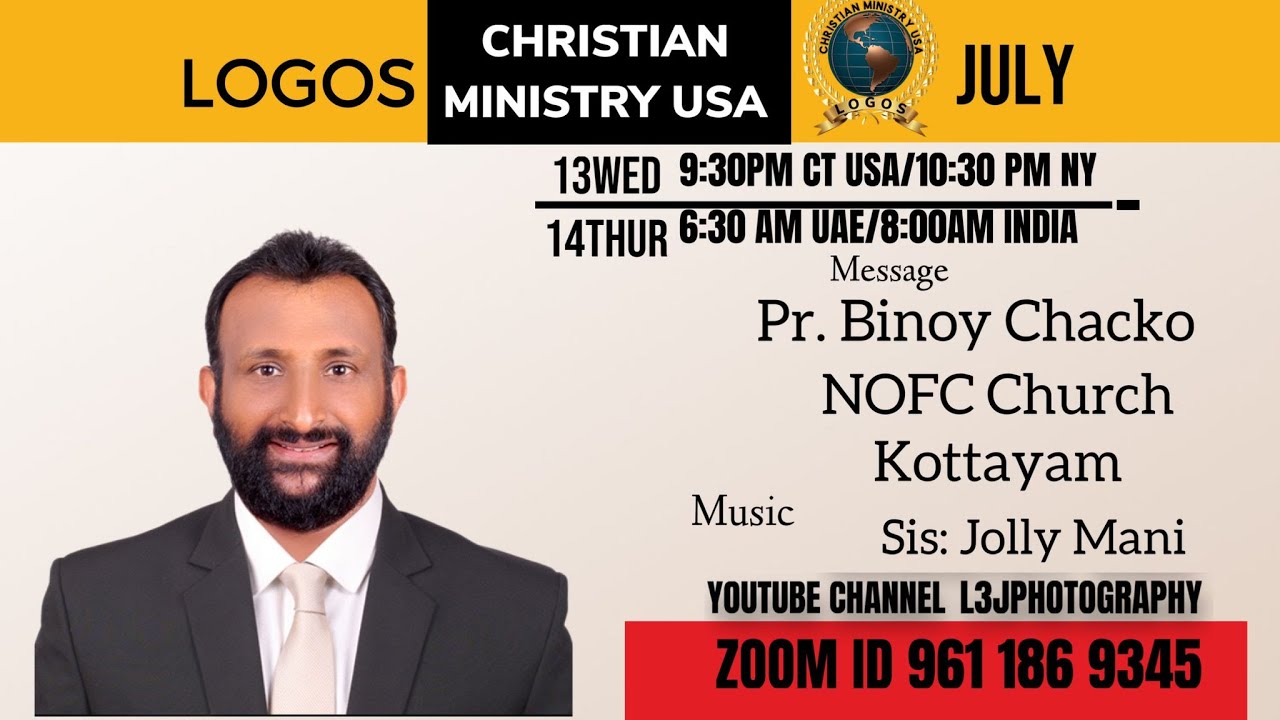 PR. BINOY CHACKO Logos Christian Ministry USA, L3IJ MUSICAL MINISTRY ...