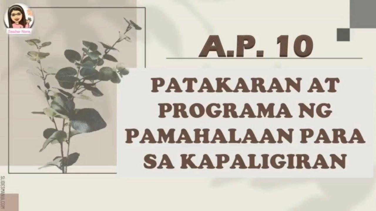 AP 10 || PATAKARAN AT PROGRAMA NG PAMAHALAAN PARA SA KAPALIGIRAN ...