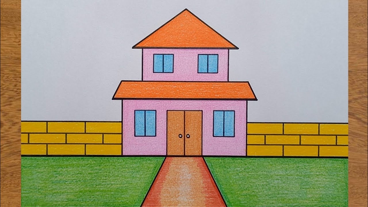 Drawing a Level House 🏠Very Easy🏠 Drawing a House - YouTube