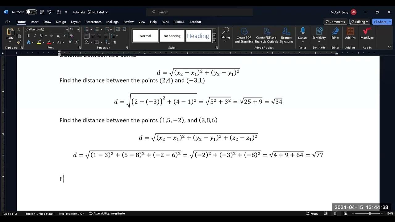 Distance Formula: Finding the Distance between 2 points - YouTube