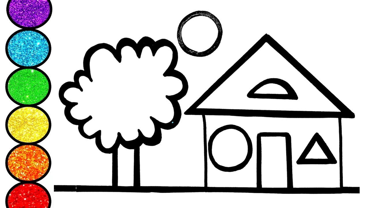 How To Draw House | Painting and Coloring for kids and toddlers | Learn ...