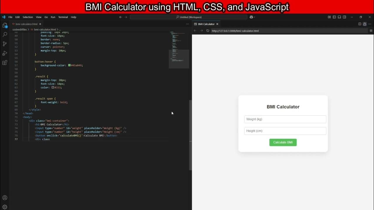 BMI Calculator with HTML, CSS, and JavaScript | Step-by-Step Guide - YouTube