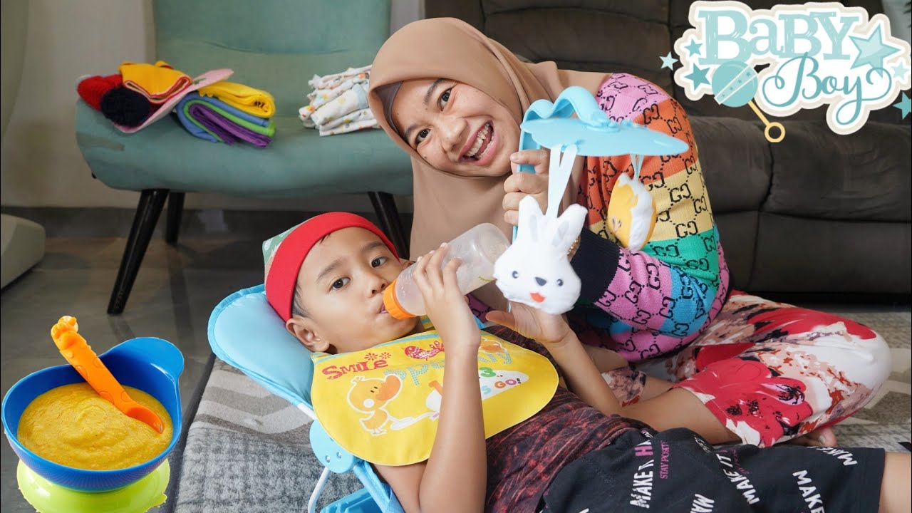 CHALENGE ALI PENGEN JADI BAYI LAGI 👶 Makan Dan Minum Susu Bayi | Ali vlog - YouTube