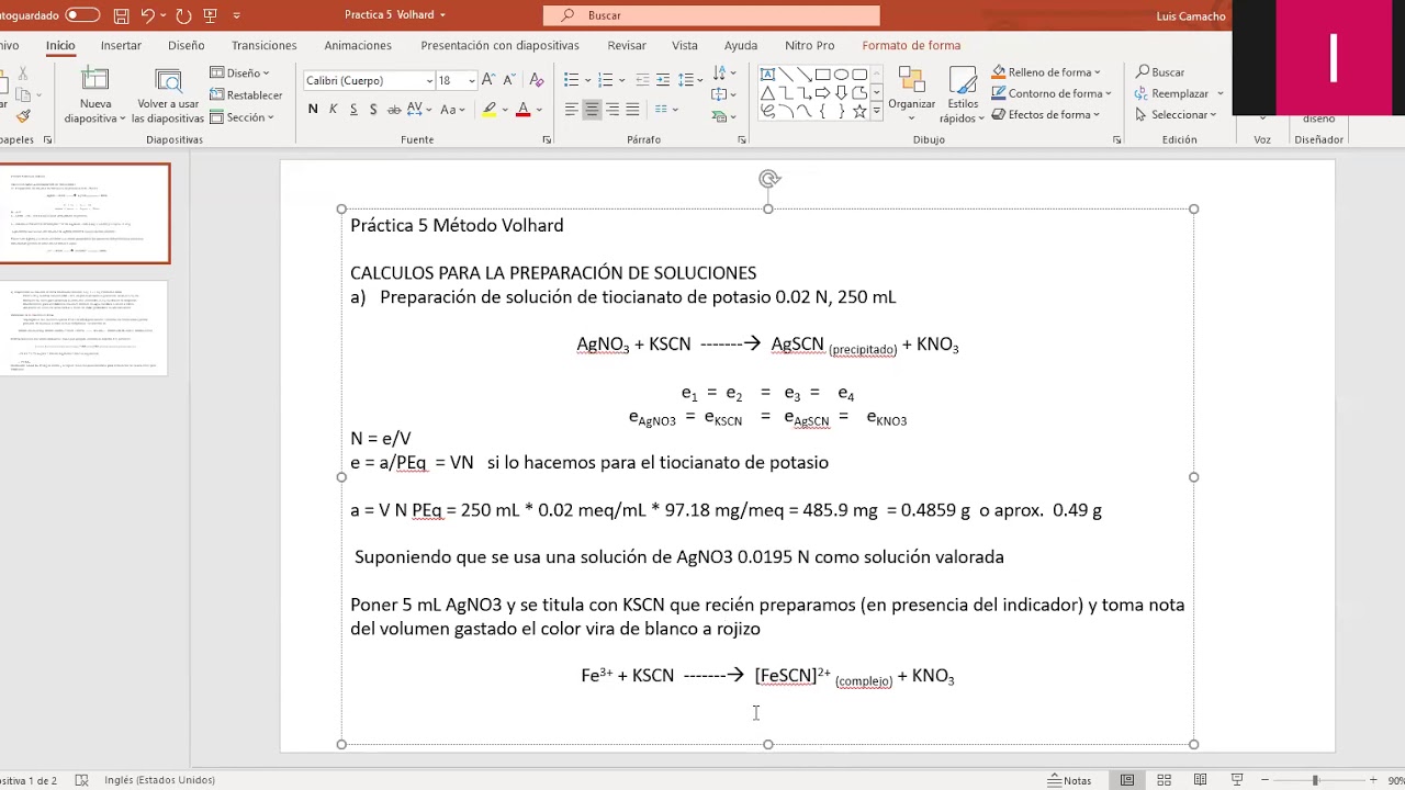Practica 5.- Determinación de cloruros por el método Volhard. Parte 2 ...