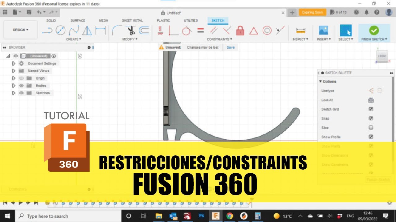 2. RESTRICCIONES DE BOCETO EN FUSION 360 - YouTube