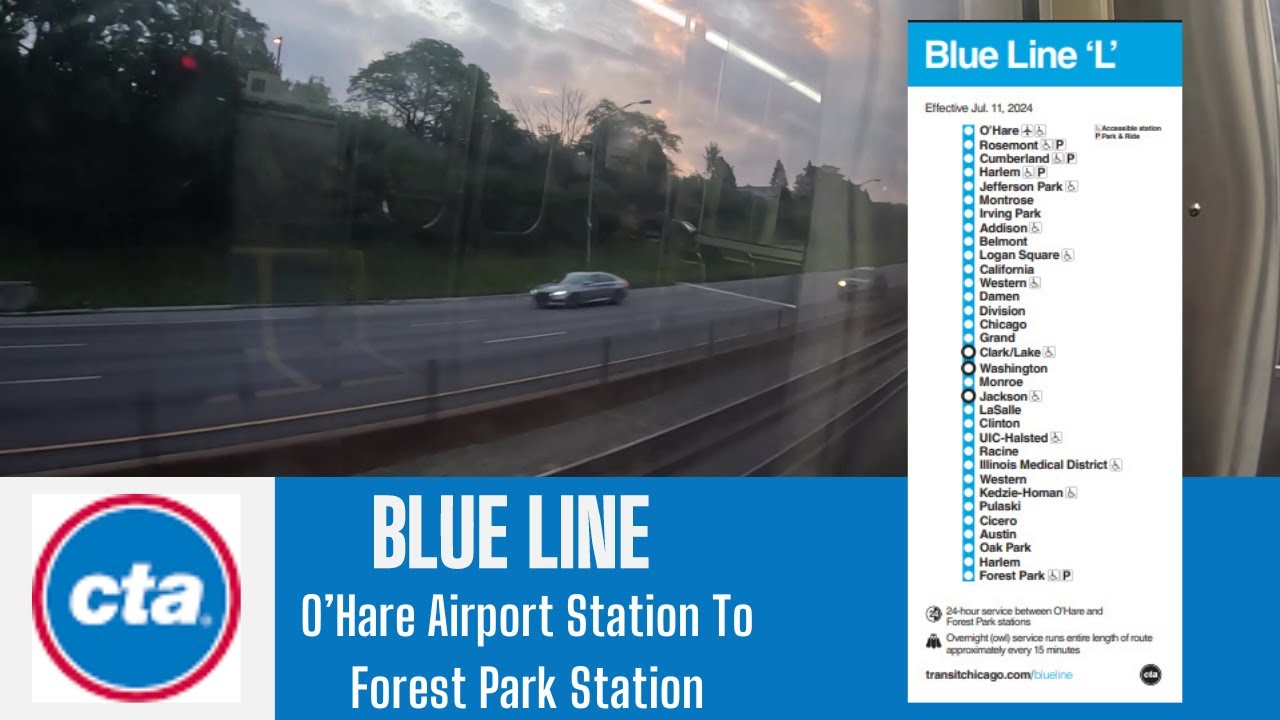 Chicago L Train Blue Line - O'Hare Airport Station To Forest Park ...