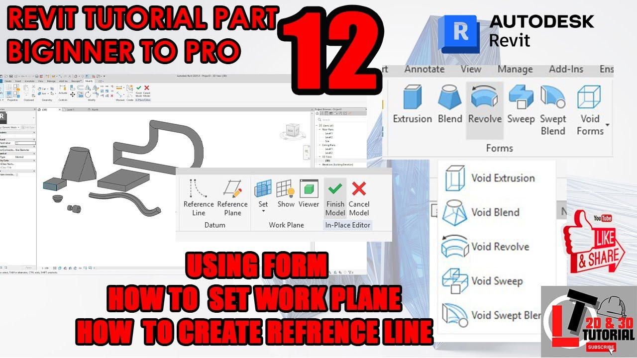 REVIT TUTORIAL BEGINNER TO PRO PART 12: USING FORM TO CREATE 3D, AND ...