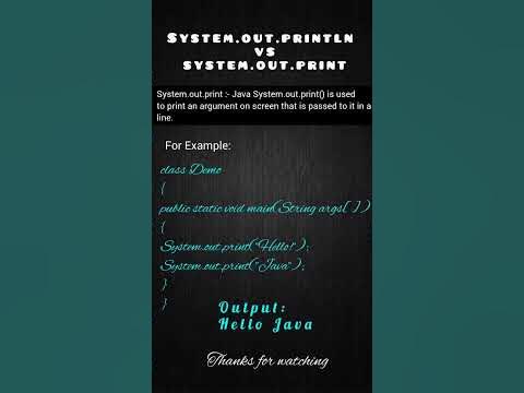 System.out.println vs system.out.print #Learnjavawidshorts.... - YouTube