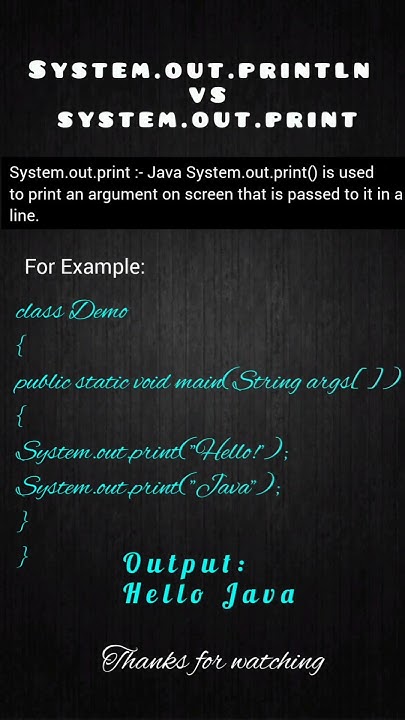 System.out.println vs system.out.print #Learnjavawidshorts.... - YouTube