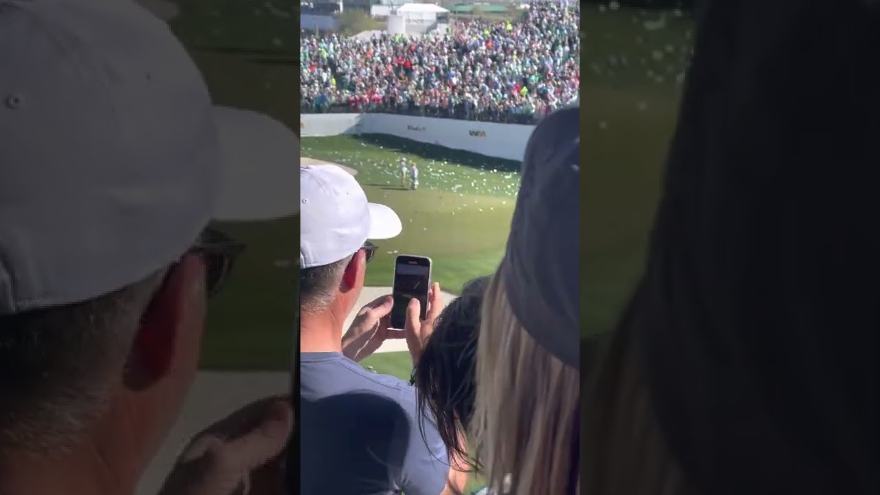 Waste Management Open Sam hole in one #16! Crowd goes crazy! Boom - YouTube