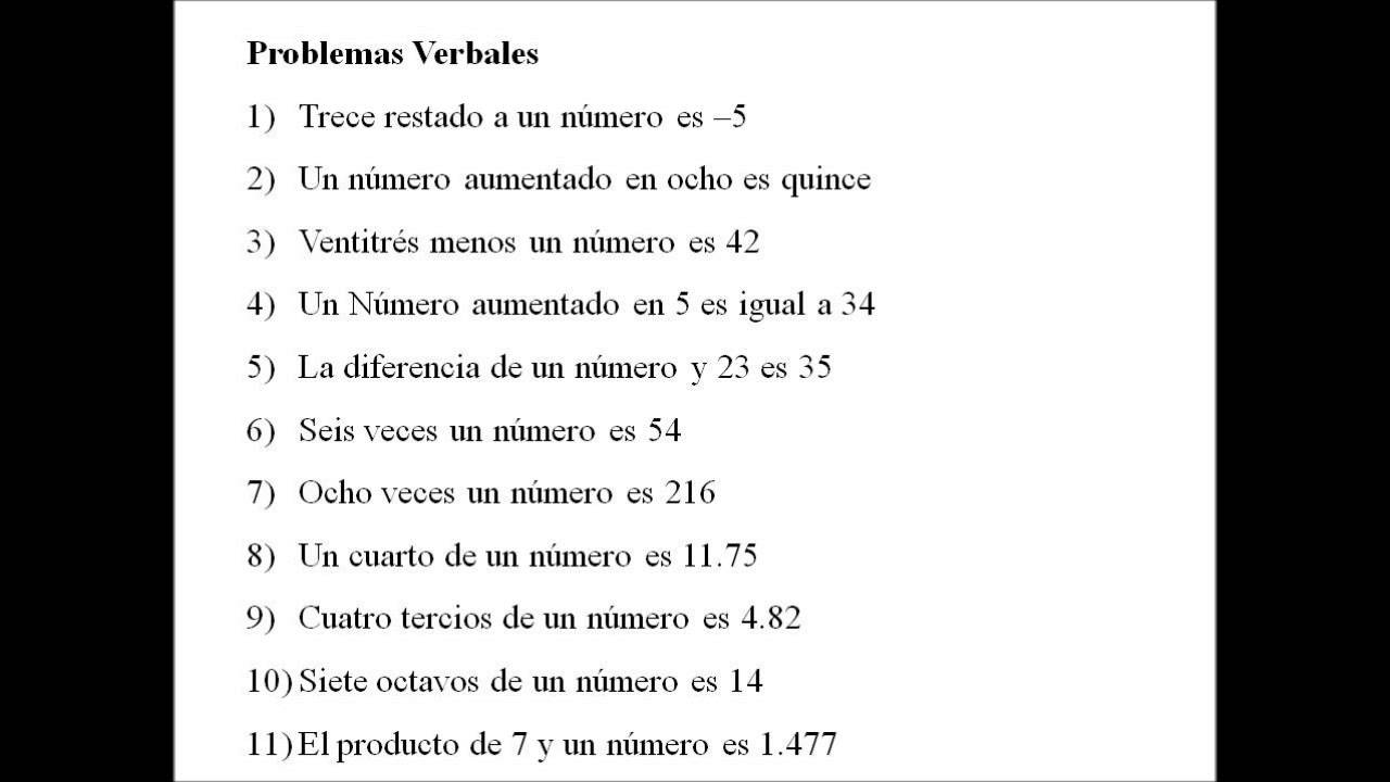 Problemas verbales - YouTube