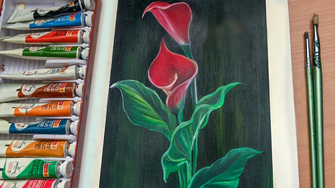 Calla Lily Acrylic Painting Tutorial #Flower Painting #Calla Lilie ...