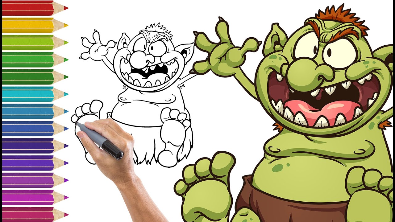 Learn how to draw a funny monster - Easy Monster Drawings - Fat troll # ...