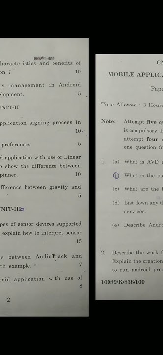 Mobile Applications Development Question Paper MS-16-34 #kuk #exam #pyqs #computer #2019 #msc ...
