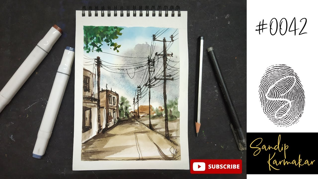 watercolor painting tutorial | Sandip Karmakar | streetscape painting ...