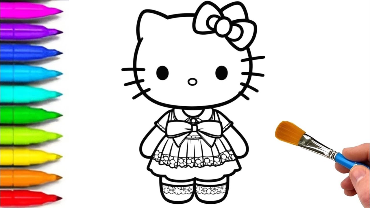 How to draw a hello kitty with heart step by step || hello kitty ...