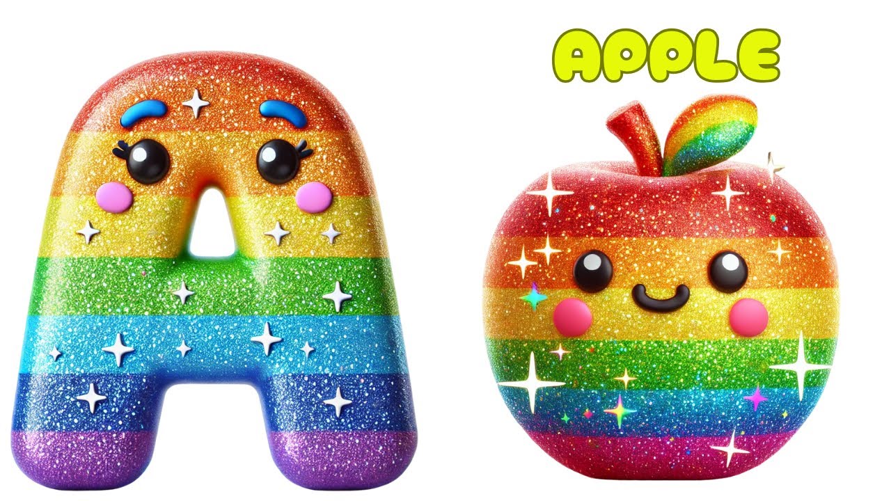 ABC Song (3D Glittery Rainbow-Style) | Fun Alphabet Song for Kids ...