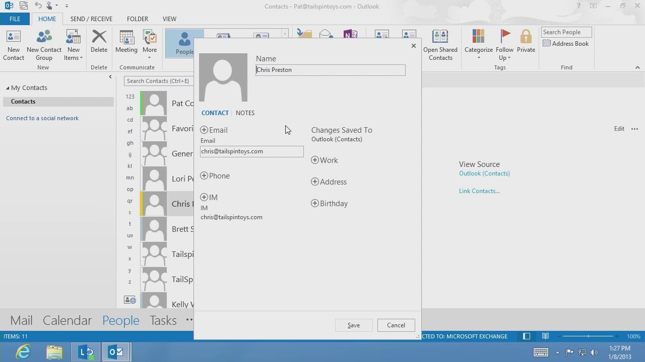 Microsoft Outlook 2013 - Module 5: Manage Contacts - YouTube