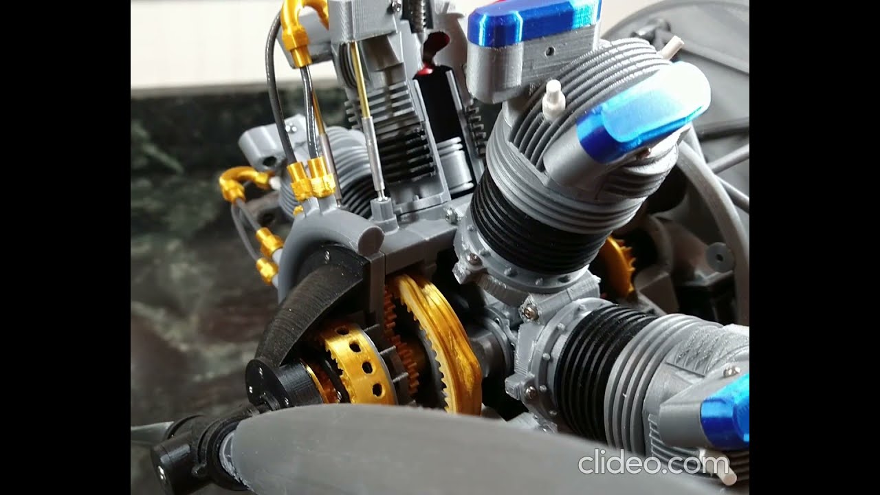 7-cylinder Radial Engine with cutaway - YouTube