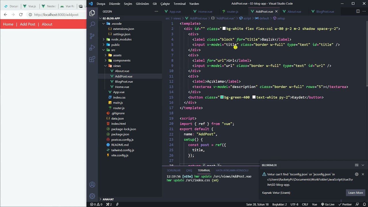 Vue 3 Blog Project Vite Tailwindcss Router Json Server Part 2 Youtube