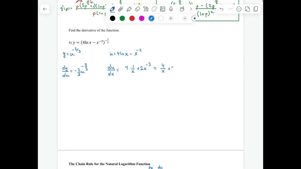 MAT212 - Section 12.4a - An Introduction to the Derivative of a Natural Logarithm Function - YouTube