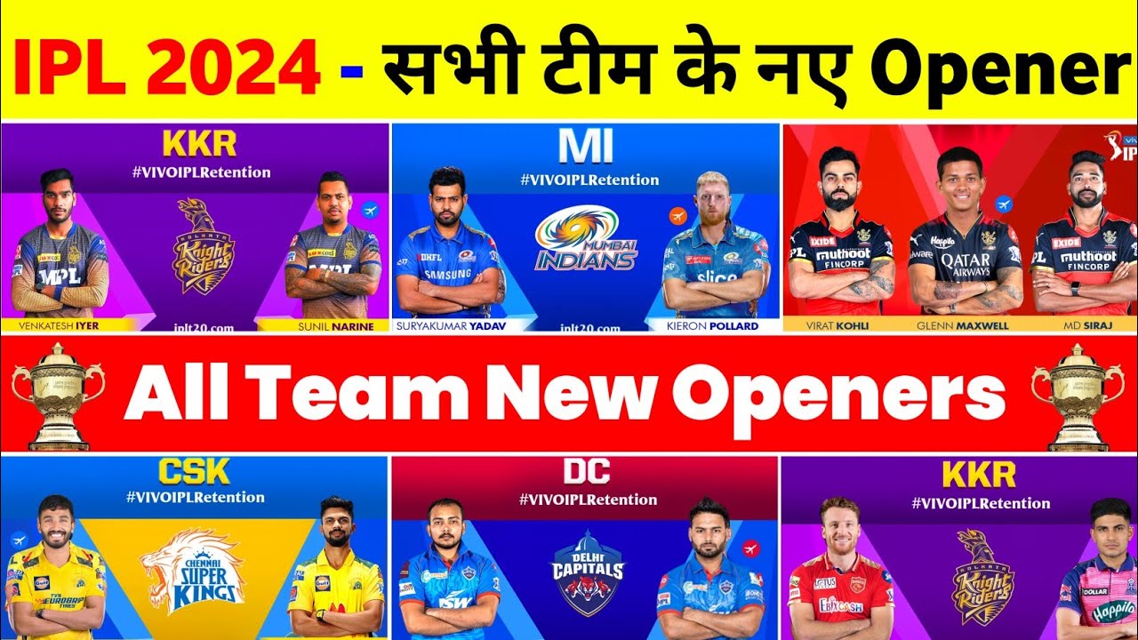 IPL 2024 - New Openers Of All 10 Teams For IPL 2024 || IPL 2024 All ...