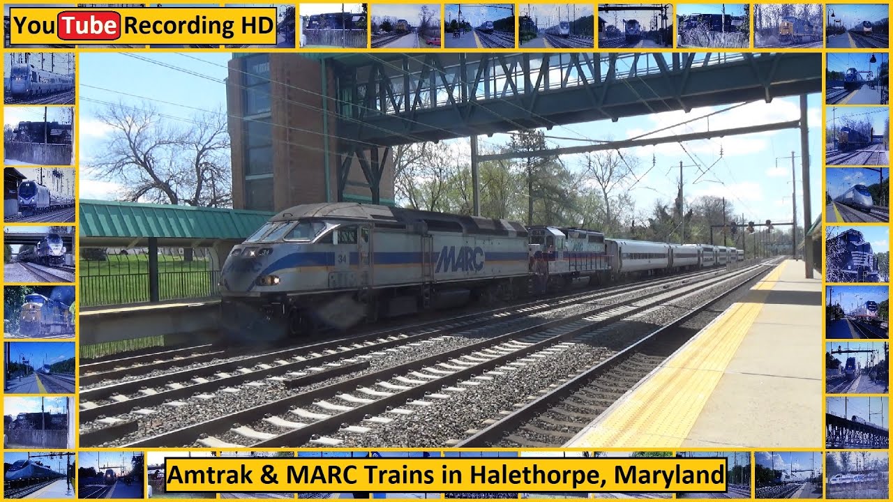 Amtrak & MARC Trains in Halethorpe, Maryland - YouTube Recording HD ...