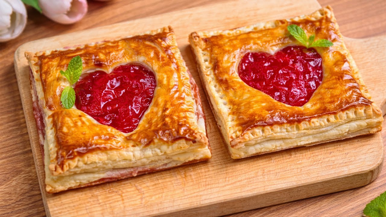I Made This Valentine Heart Puff Pastry at Home | Puff Pastry Recipe in ...