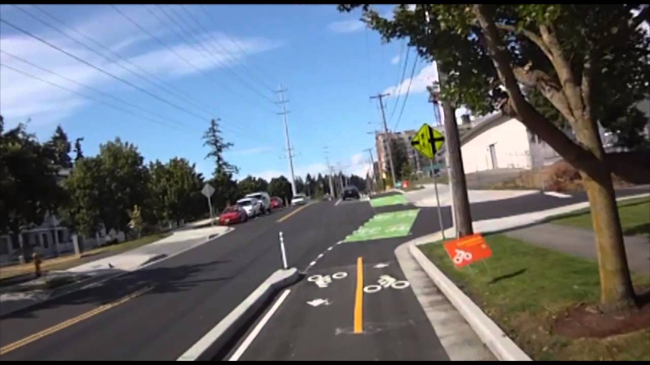Seattle's Linden Ave Cycle Track - Seattle Bike Blog - YouTube