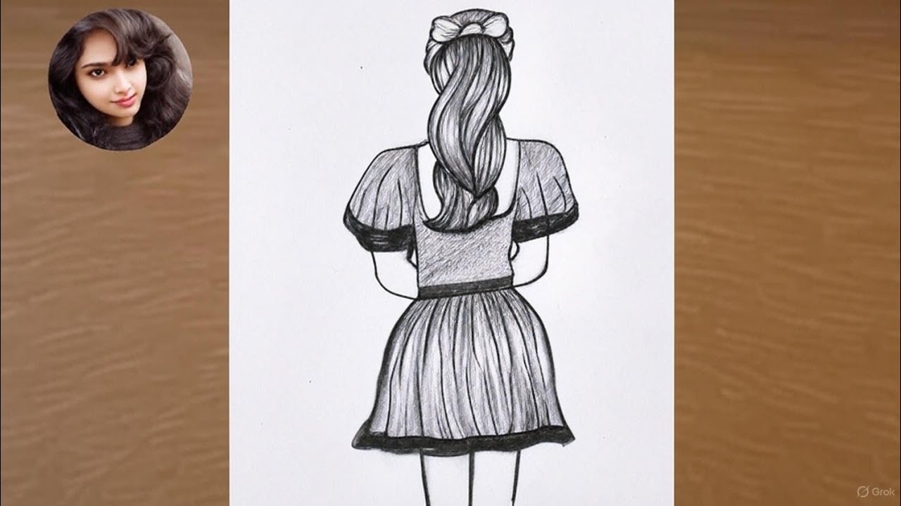 How to Draw a Beautiful Girl Back View | Easy Pencil Sketch #girl # ...
