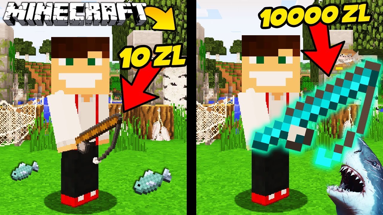WĘDKA ZA 10 ZŁ VS WĘDKA ZA 10000 ZŁ W MINECRAFT! || MINECRAFT PRESTIŻ ...