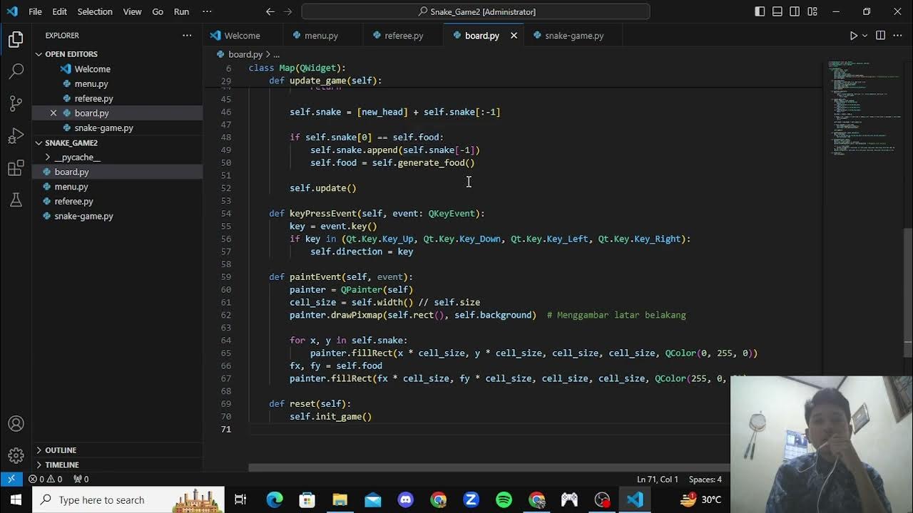 PROJECT AKHIR SEMESTER MATA KULIAH PBO SNAKE GAME - ANANDA AFIF FAUZAN - MAHASISWA PNJ BM 2B ...