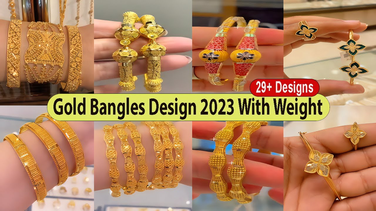29+ Gold Bangles Design 2023 With Weight | Latest Gold Bangles Designs ...