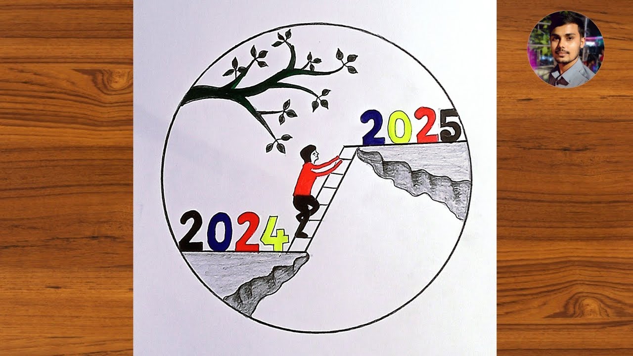 How to draw Happy New Year 2025 // New year drawing 2025 - YouTube