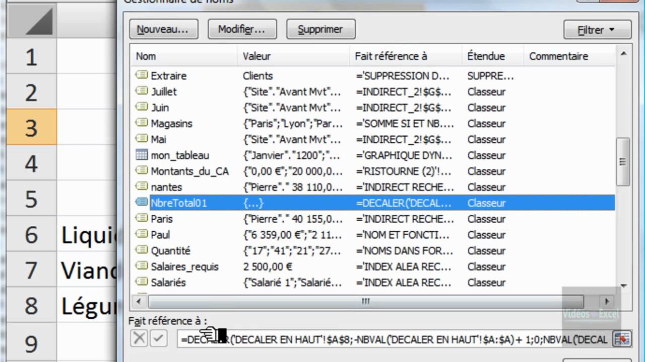 Excel 2007 : Fonction DECALER - 2 manières de décaler vers le haut ...