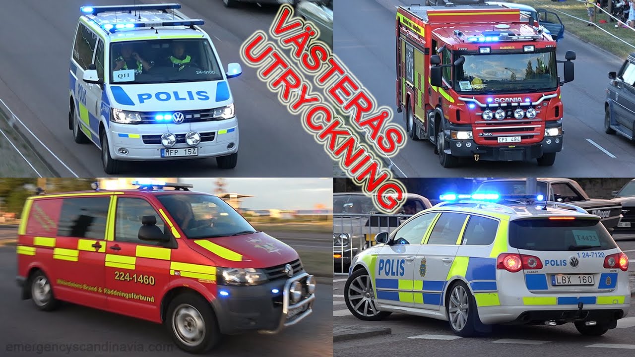 Utryckning Västerås – polis, brandkår, ambulans del 1 - YouTube