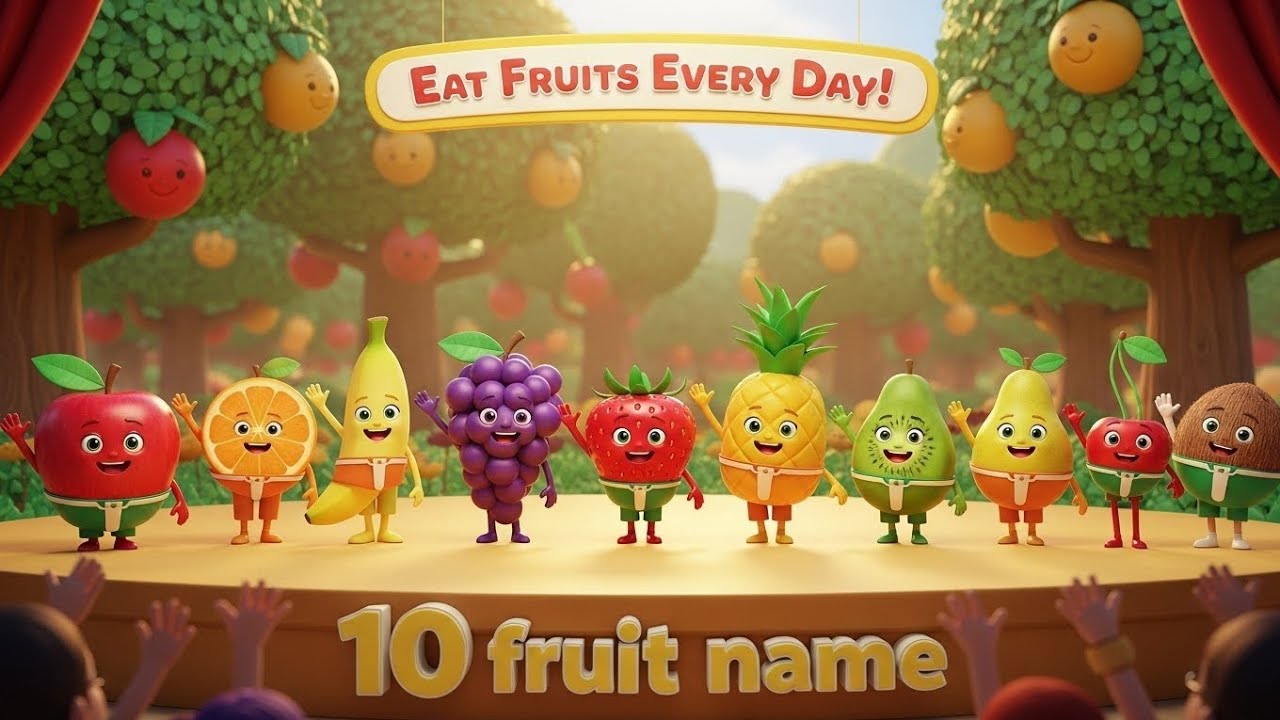 Ten fruits name | kids learning video - YouTube
