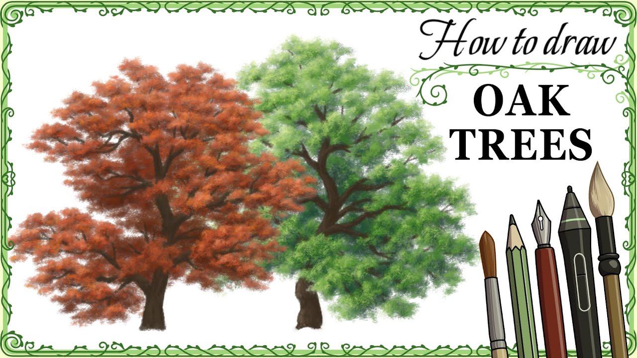 How to paint OAK TREES - Step by Step Art Tutorial - YouTube